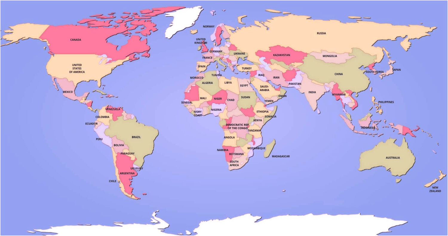 World Map with Names | Countries & Capitals