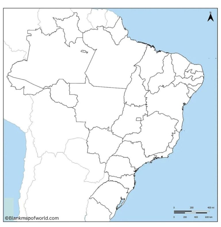 Blank Map of Brazil | Outline Map for Learning