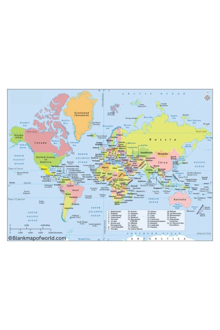 Labeled World Map | Countries, Cities & Oceans