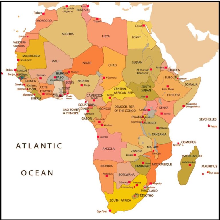 Africa Political Map with Countries & Capitals