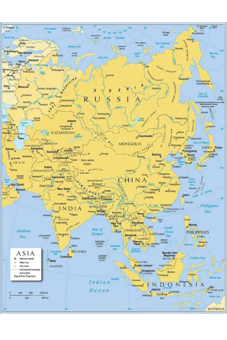 Labeled Map of Asia | Countries, Cities & Features