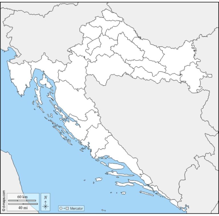 Blank Map of Croatia | Outline for Learning