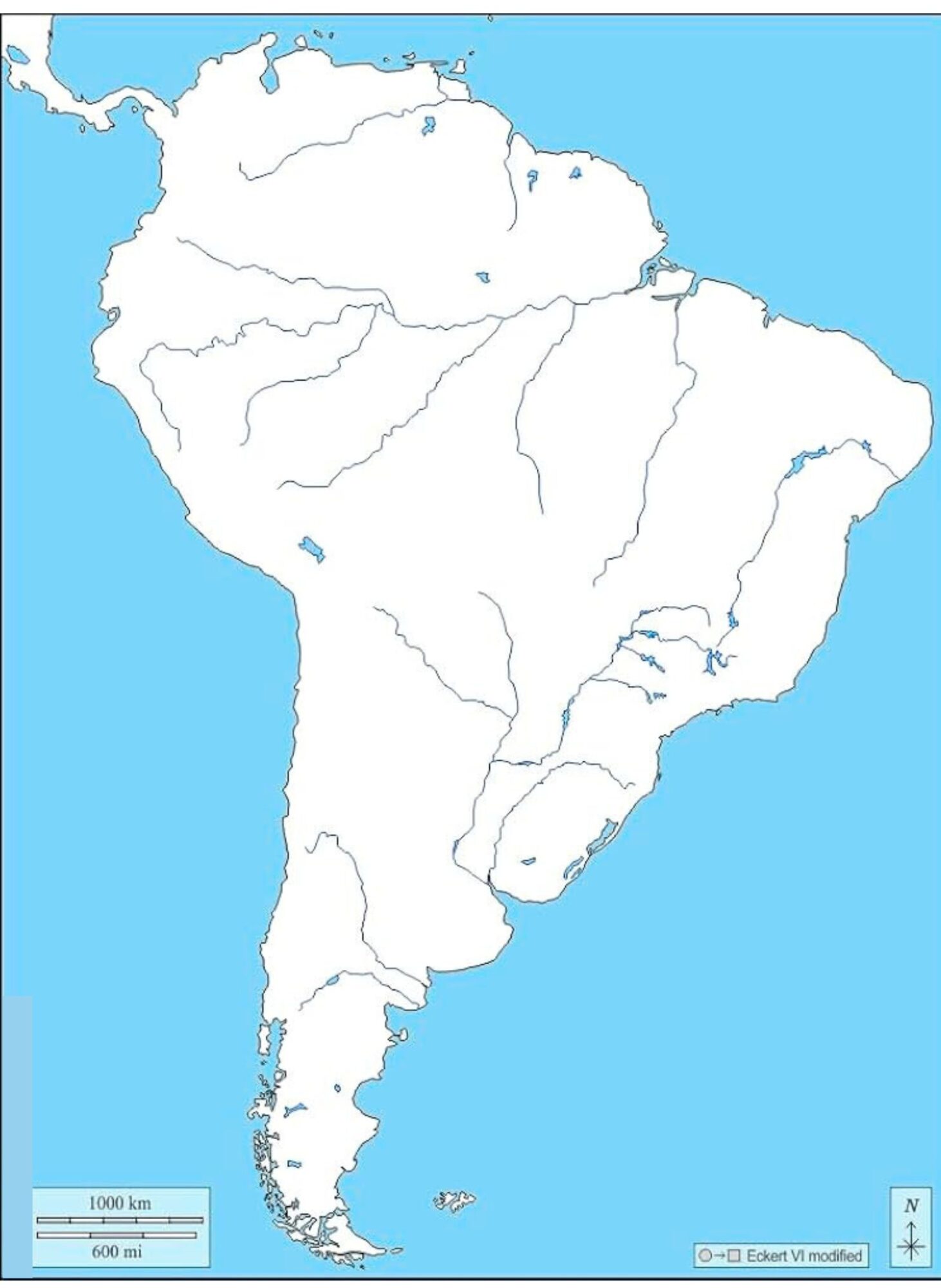 Blank Map of South America | Educational Outline Map