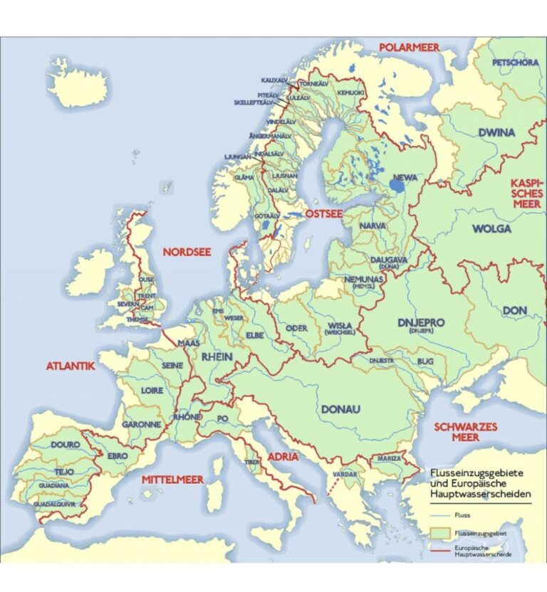 Europe Rivers Map | Major Waterways Traced
