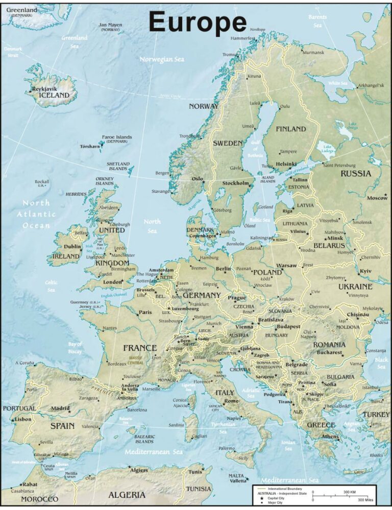 Labeled Map of Europe | Countries, Capitals, and Features