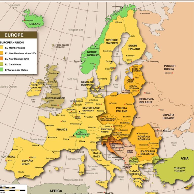 Labeled Map of Europe | Countries, Capitals, and Features