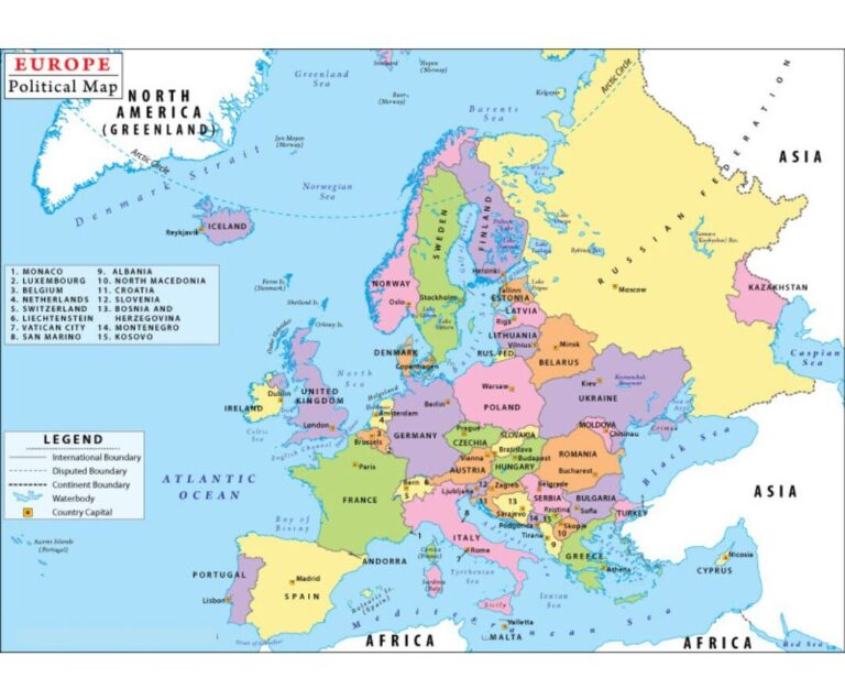 Labeled Map of Europe | Countries, Capitals, and Features