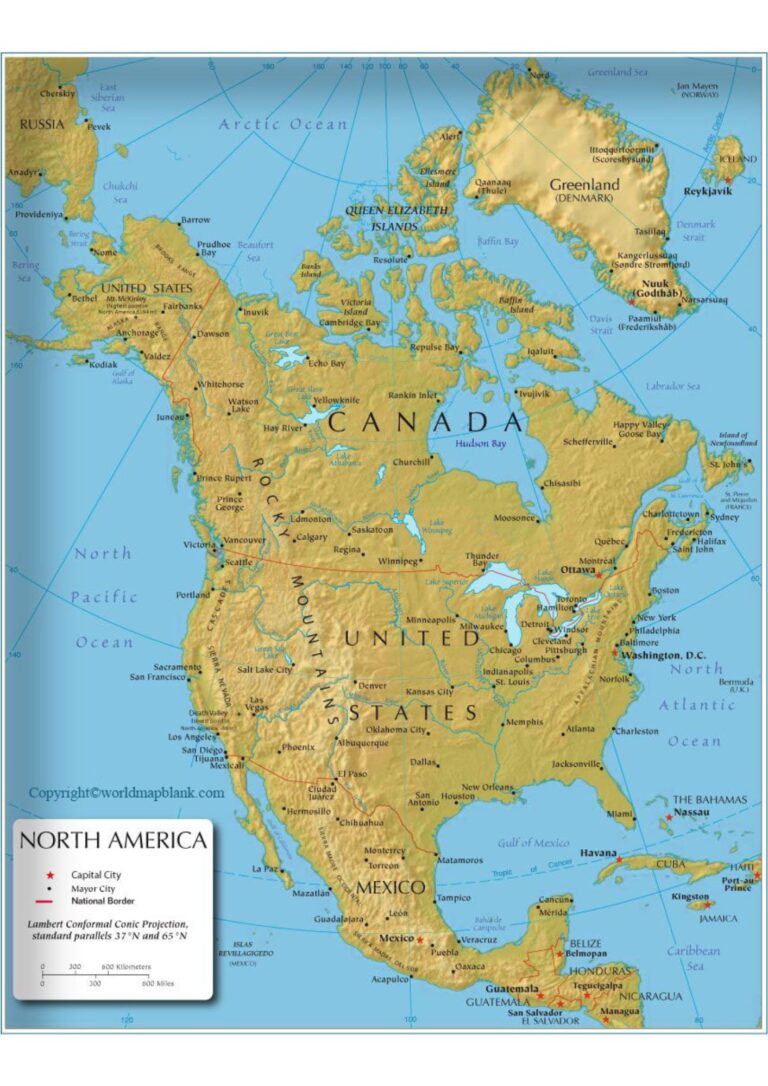 Labeled Map of North America | Country Borders