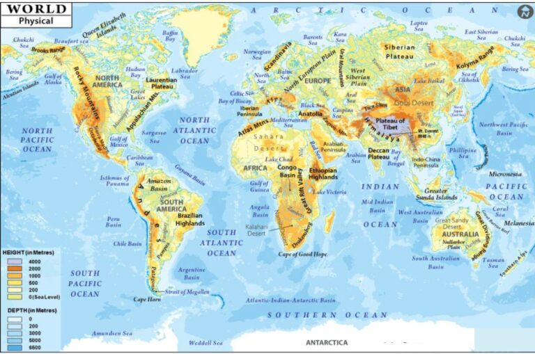 World Physical Map | Mountains, Rivers & Terrain