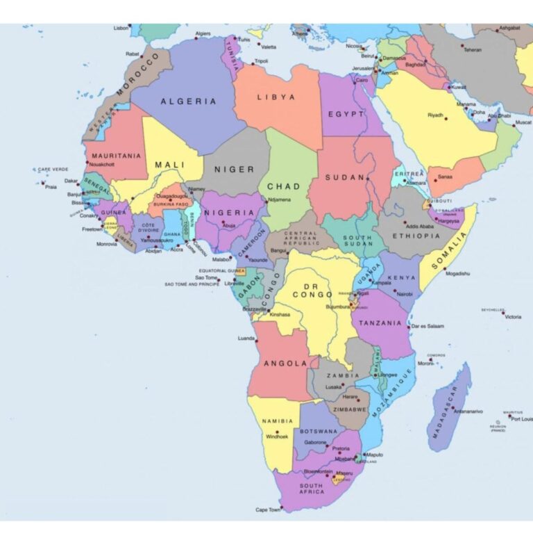 Africa Political Map with Countries & Capitals