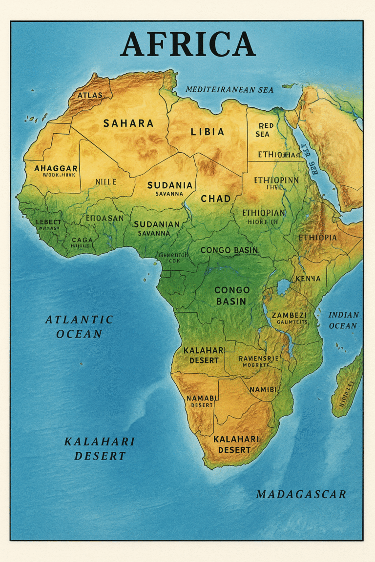 Physical Africa Map | Landforms & Terrain