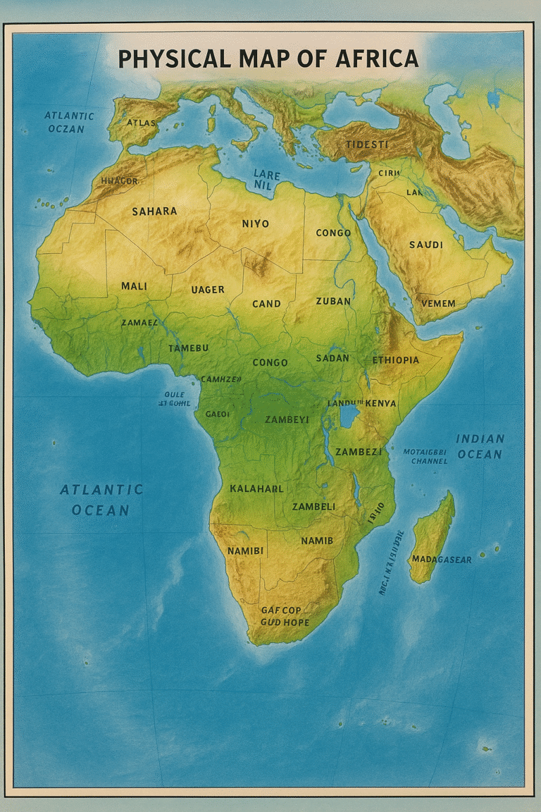 Physical Africa Map | Landforms & Terrain