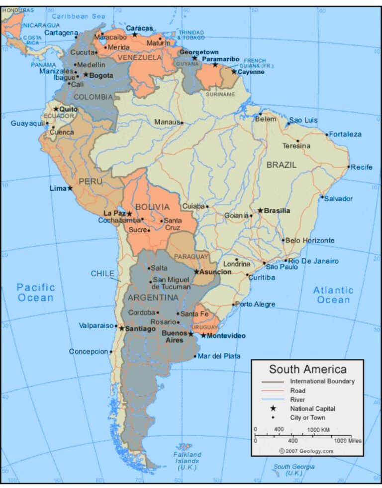 Physical Map Of South America | Landform Features