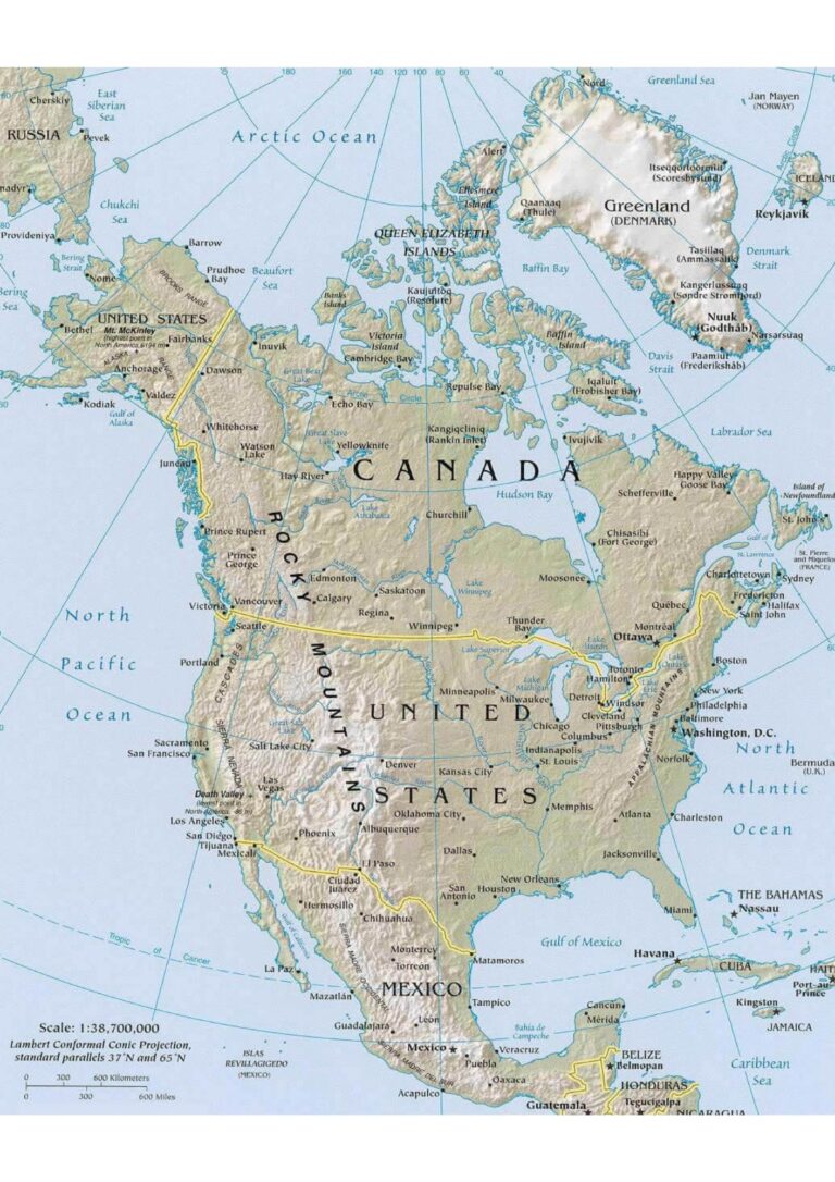 Physical Map of North America | Terrain Guide