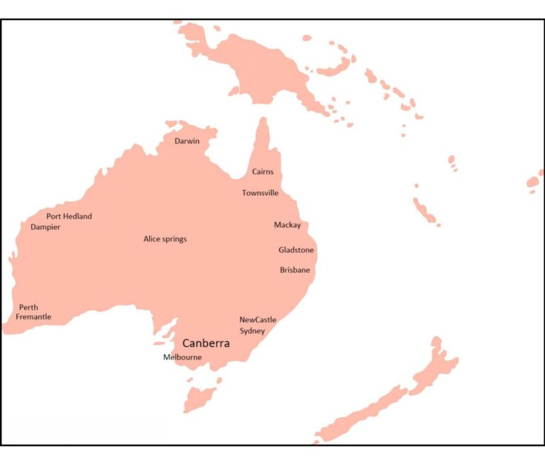 Political Map of Australia (Oceania) with Cities