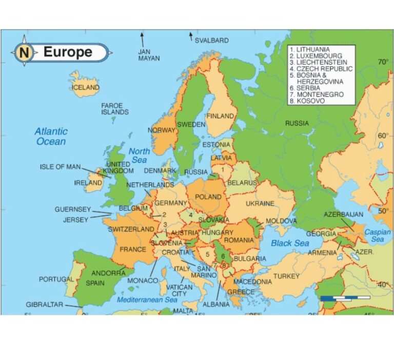 Physical Map of Europe | Terrain & Natural Features