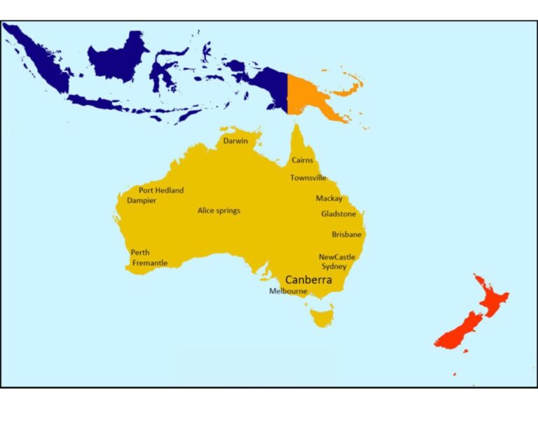 Political Map of Australia (Oceania) with Cities