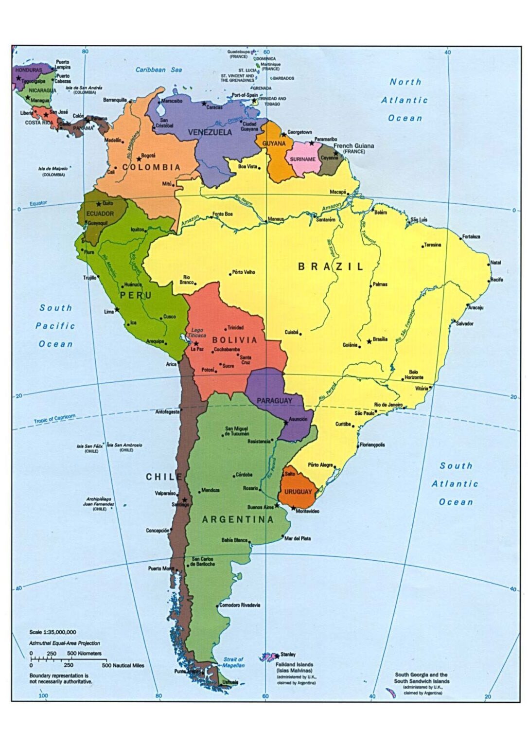 Political Map of South America | Nations & Capitals