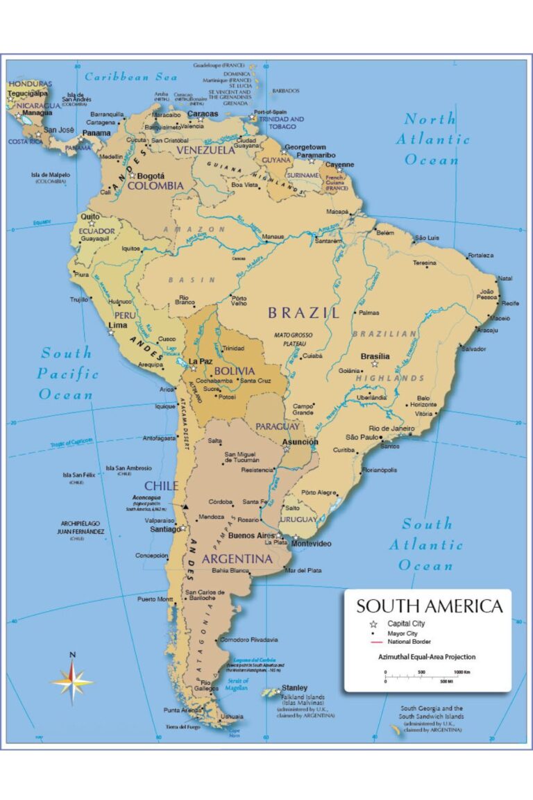 Labeled Map of South America | Countries & Capitals